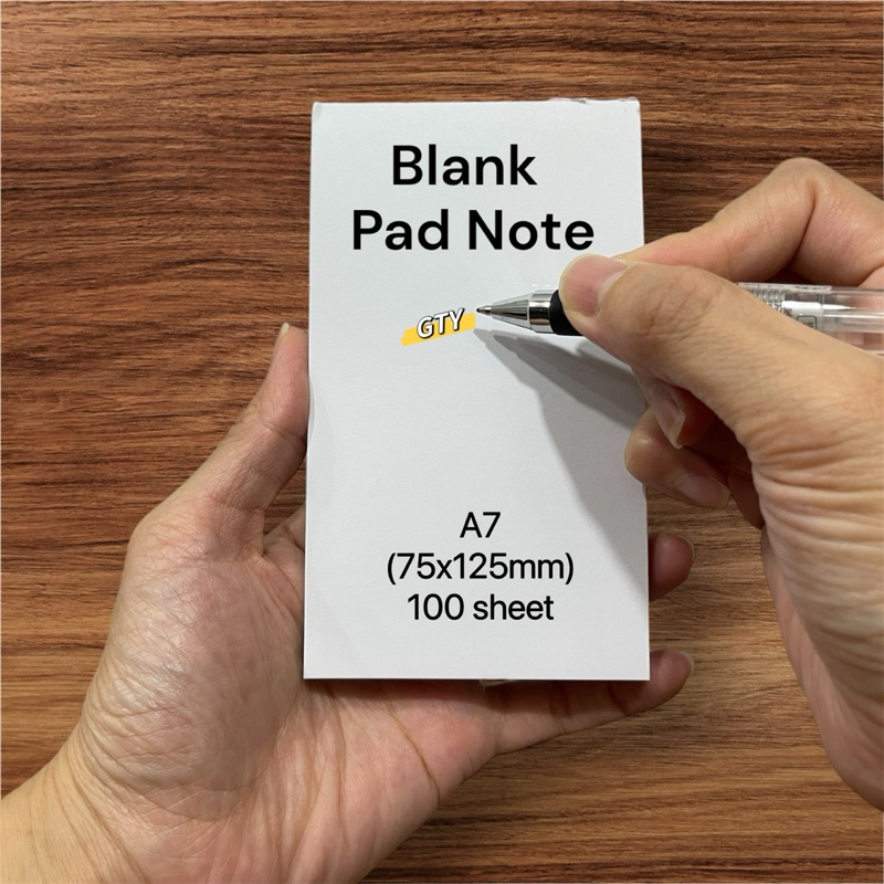 100 Sheets A7 Blank Pad Note Memo / Plain Notepad / White Blank Memo ...