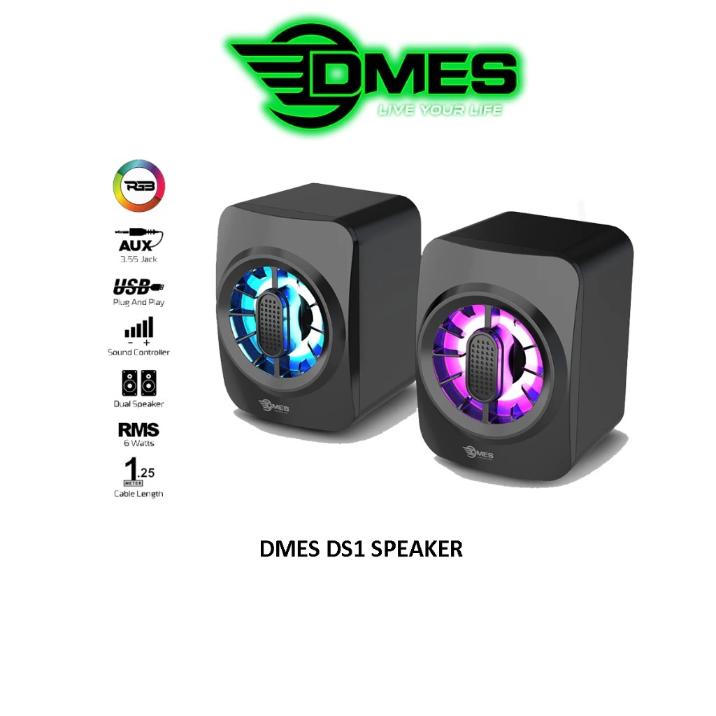 DMES DS1 USB-Enabled Dual Speaker with Deep Bass Stereo Sound and RGB Light | Shopee Malaysia