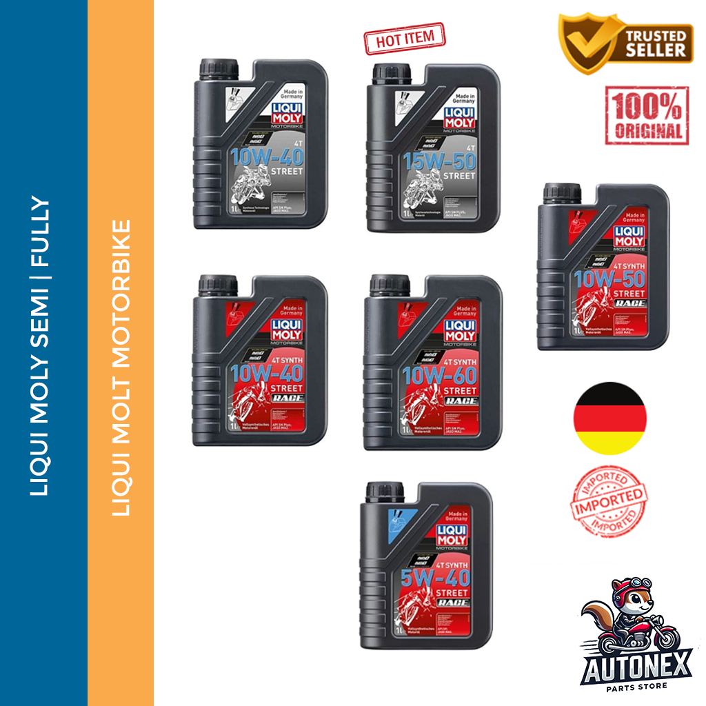 LIQUI MOLY MOTORBIKE 1L STREET RACE 15W50 / 5W40 / 10W40 / 10W50 / 10W60 4T ENGINE OIL MINYAK ...