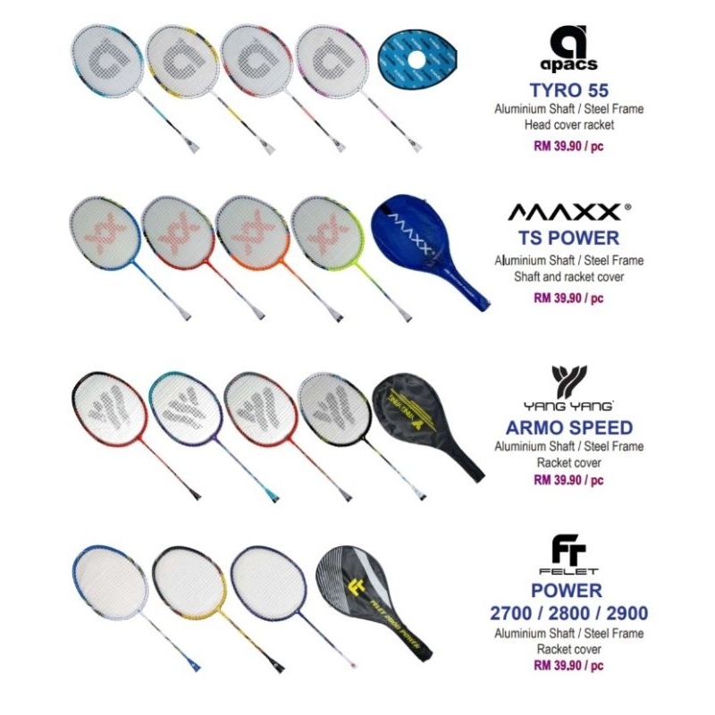Badminton Rackets Racquet Genuine Brand Apacs Tyro 55 TS Power Yang ...