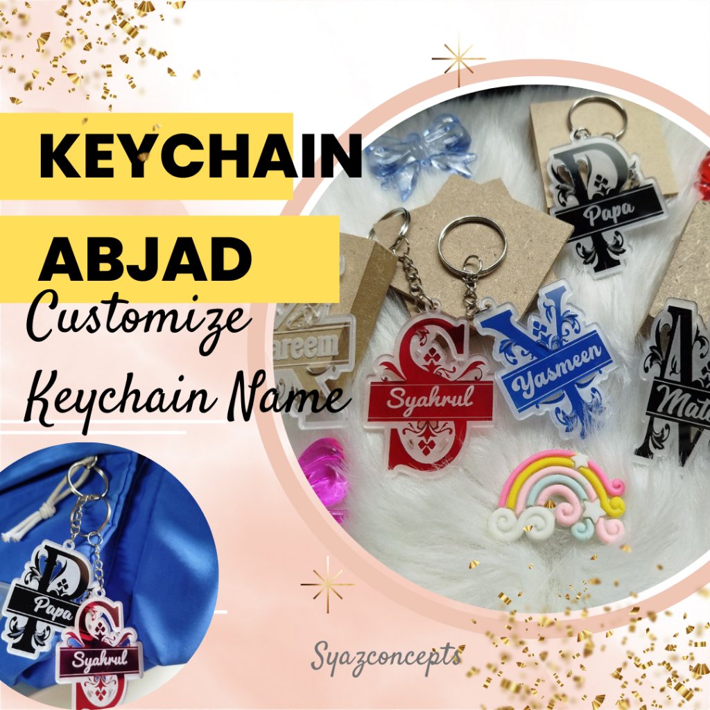 Keychain Huruf / Keychain Custom Nama/ Colorful Keychain Pilihan Huruf ...
