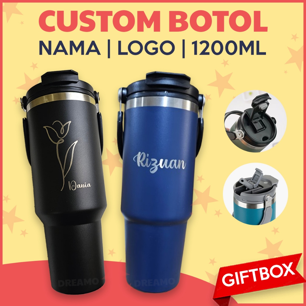 Mug Tumbler Bottle 1200ML Custom Design Botol Air Besar Gift Hadiah ...