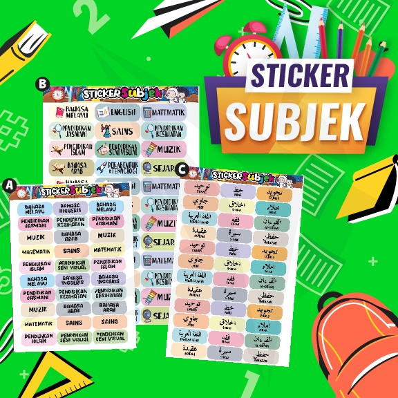 Sticker Subjek Sekolah Sticker Mata Pelajaran | Shopee Malaysia