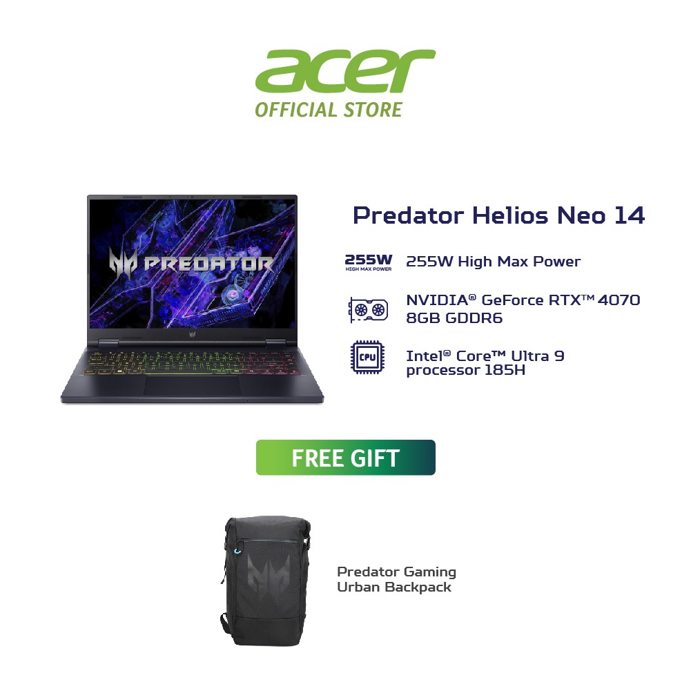 Predator Helios Neo 14 Gaming Laptop Intel® Core™ Ultra 9 processor ...