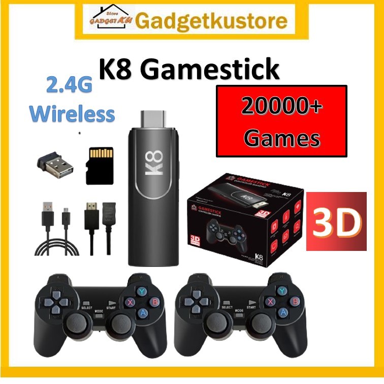 K8 4k HD 64G 20K+ Classic Games TV Game Stick with 2 Gamepad ...