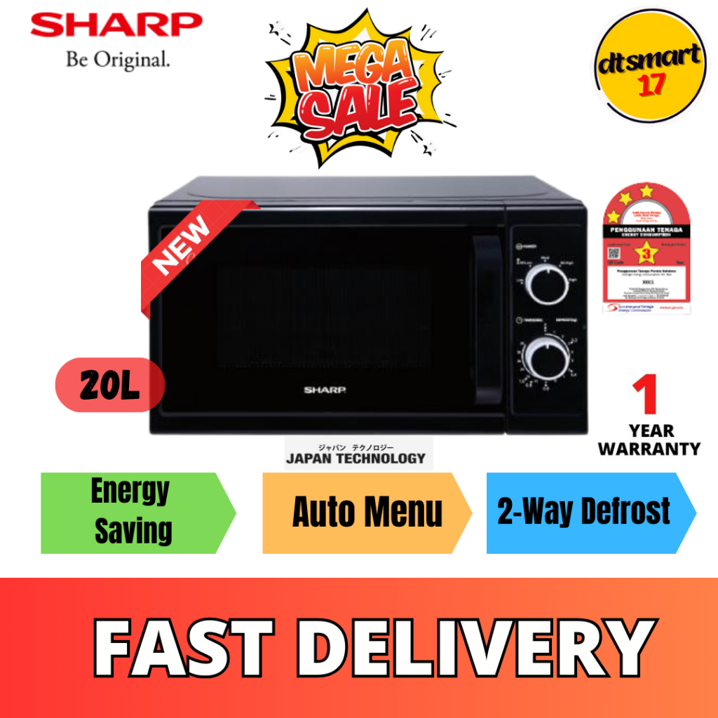 Sharp 20L 700W, Mechanical Basic Microwaves R211MBK | Shopee Malaysia