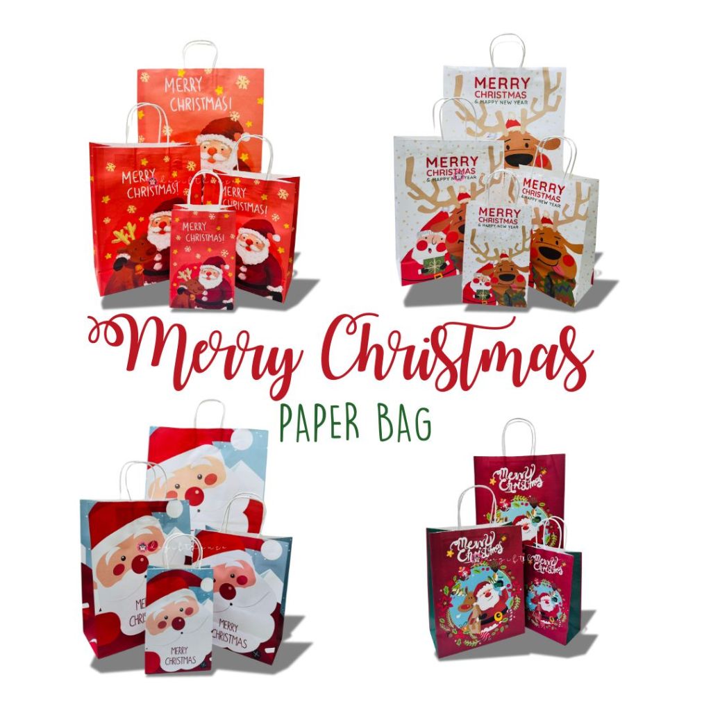 "Merry Christmas Paper Bag" Beg Hadiah Krismas Beg Kertas Santa Hadiah ...