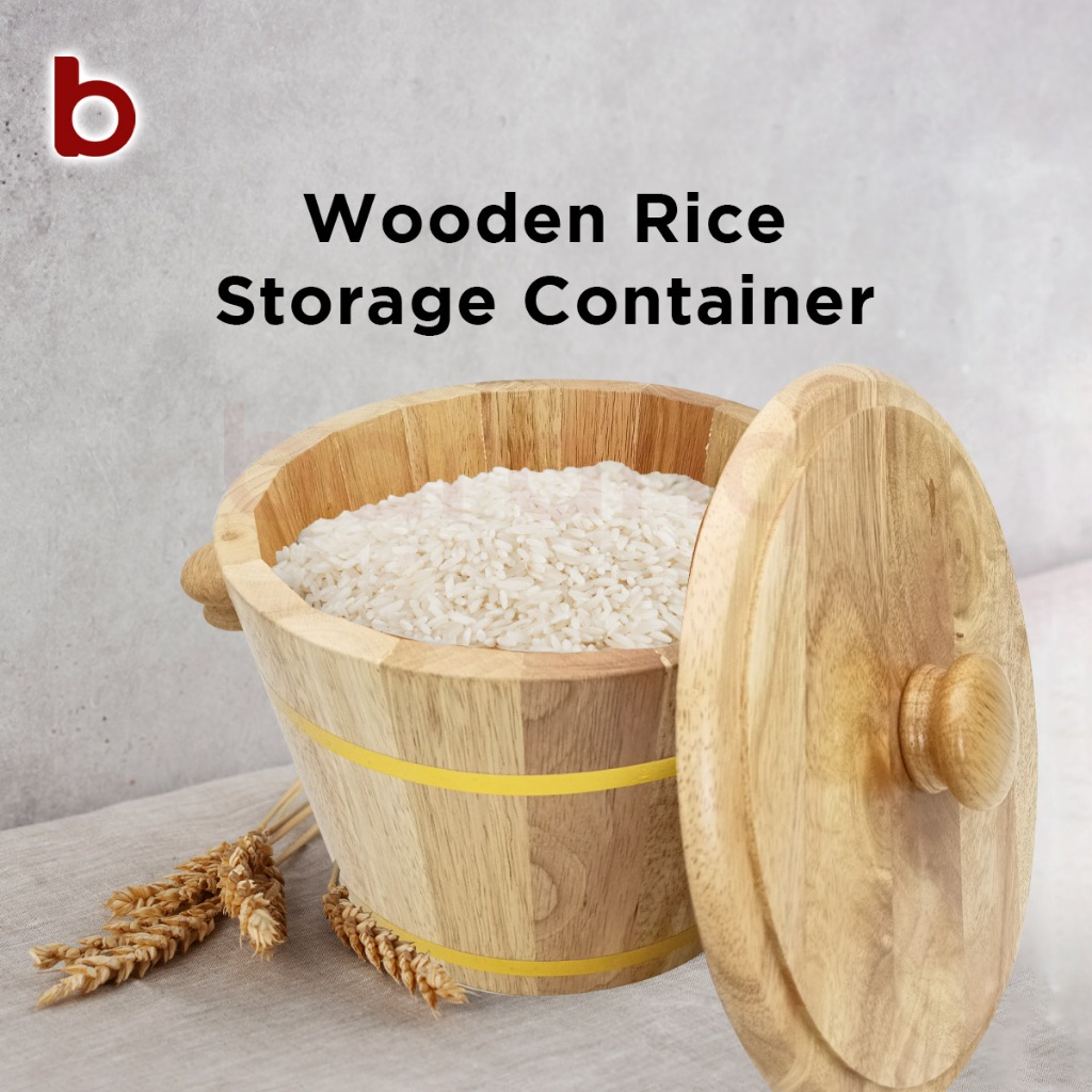 [MOVE NEW HOUSE] Wooden Rice Storage Container 3kg 6kg 10kg | Rice ...