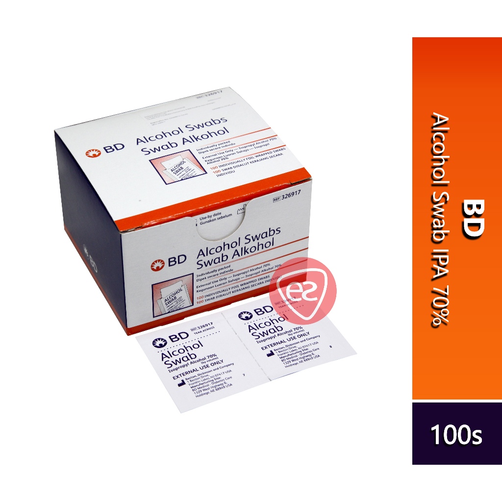 BD Alcohol Swabs (Saturated With 70% Isopropyl Alcohol) 100s (REF 326917) | Shopee Malaysia