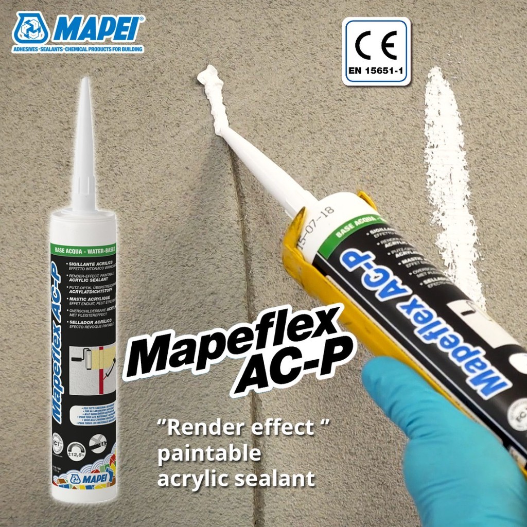 MAPEFLEX AC‑P (310ml) Paintable acrylic sealant with a render-effect ...