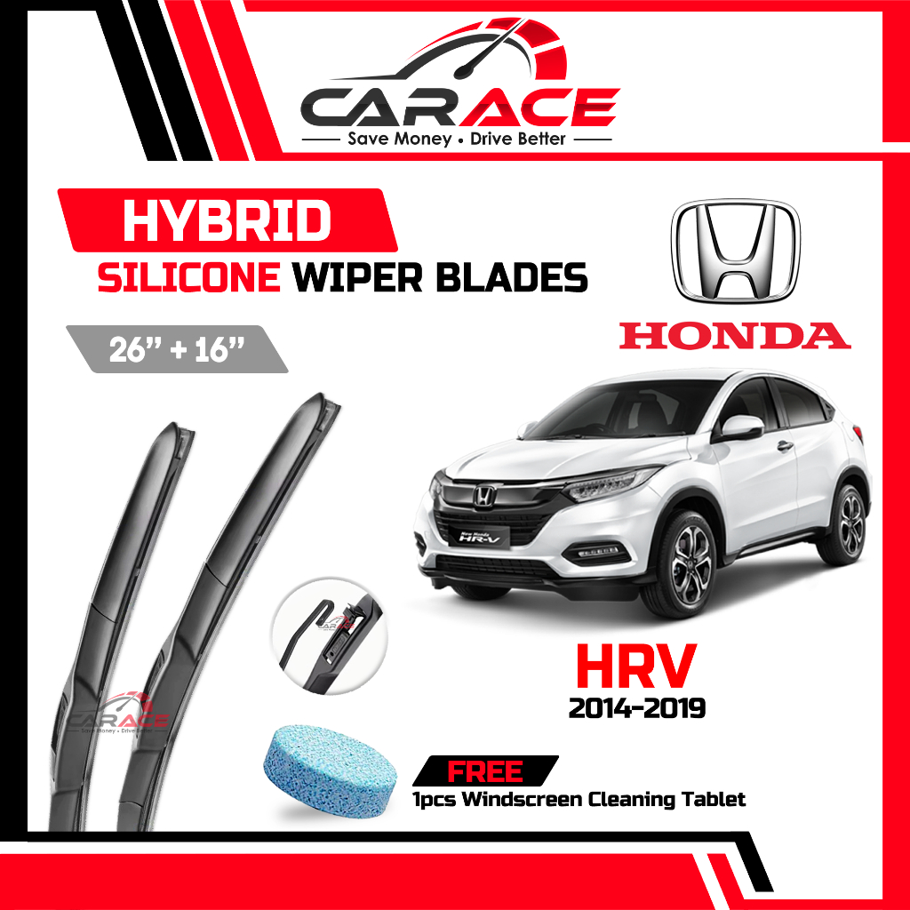 HONDA HR-V 2014-2019 | CARACE Hybrid Silicone Wiper Blade 26"+16" U ...