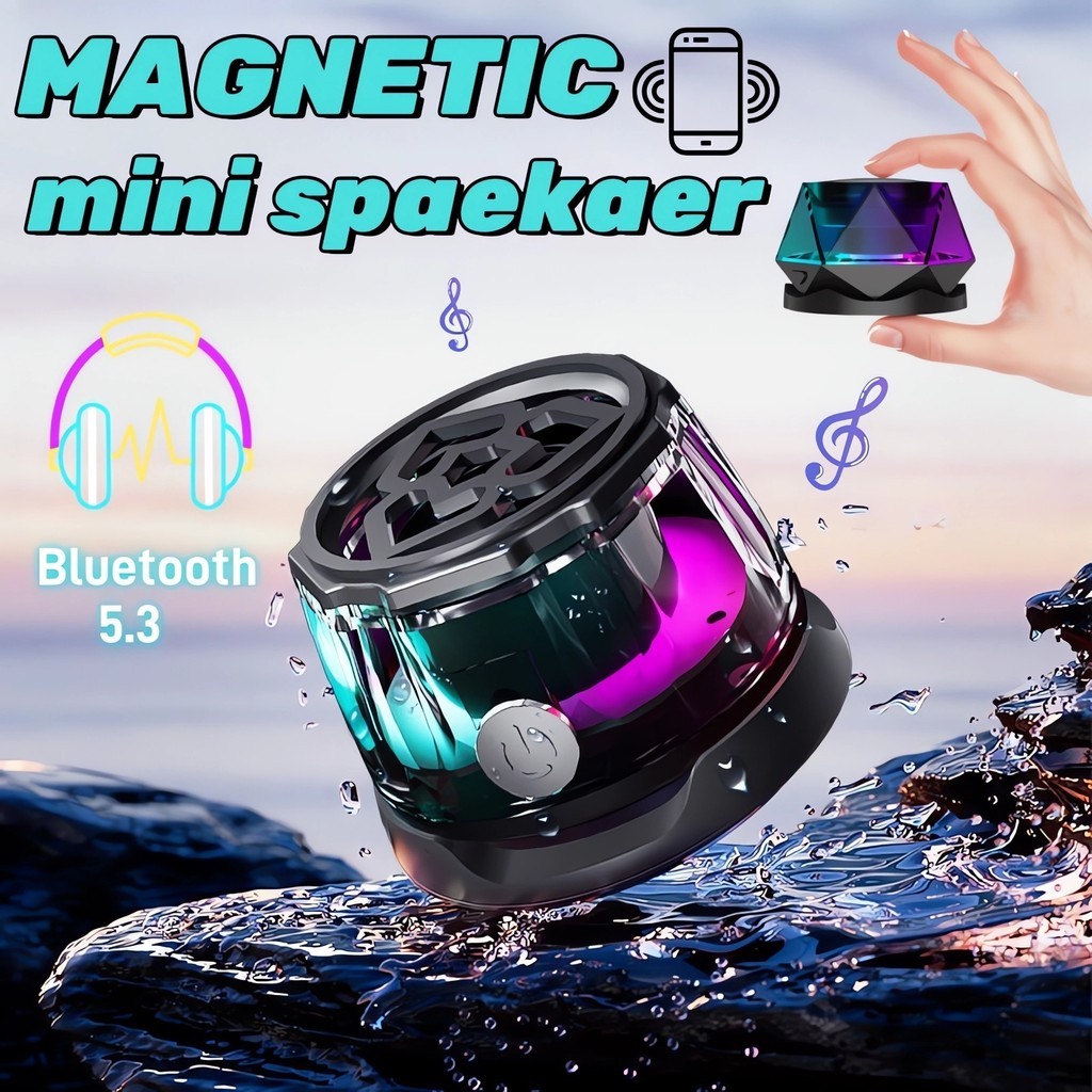 Magnetic Bluetooth Speaker RGB Mini Portable Speakers Phone Holder Ring ...