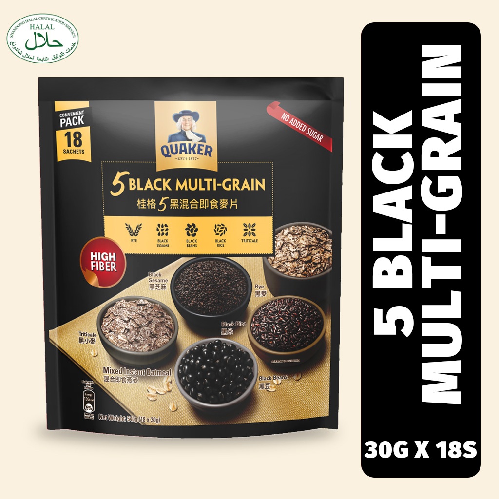 [Sachet] Quaker Five Black Multigrain Mix Oat 30gx18s 桂格五（5）黑混合即食燕麦片 便携装 30gx18s/[Pek Kecil ...