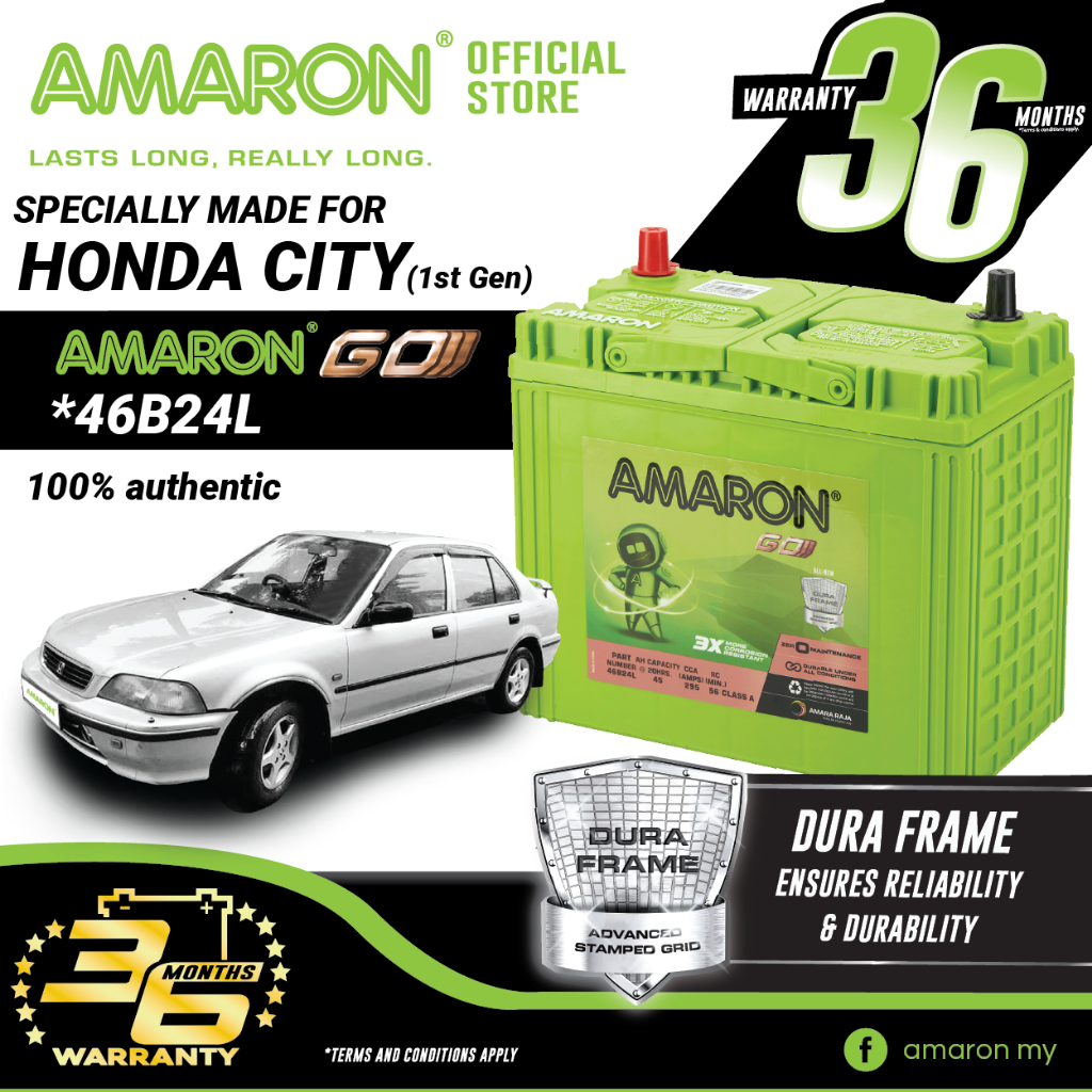 AMARON GO Series 46B24L [NS60L] Car Battery Honda City 1st Generation ...