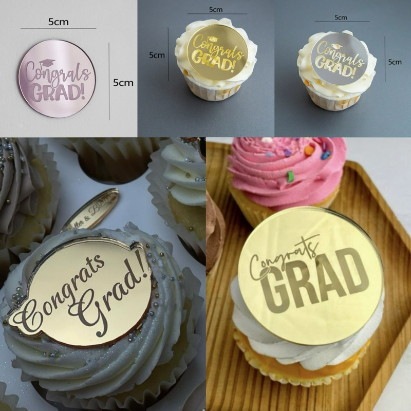 INS Style Graduation Cupcake Decoration, Acrylic Round Graduation Cake ...