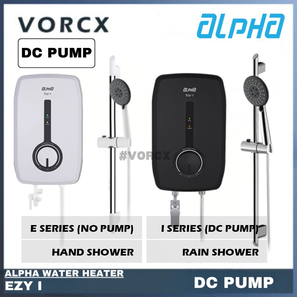 ALPHA EZY Instant Water Heater DC Pump Rainshower Ivory White / Matt Black | Shopee Malaysia