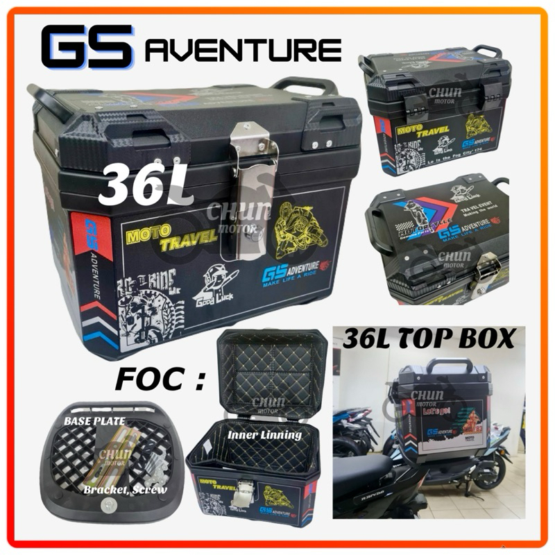 GS Adventure ABS TOP BOX 36L With Aluminium Premium Lock Motor Travel ...