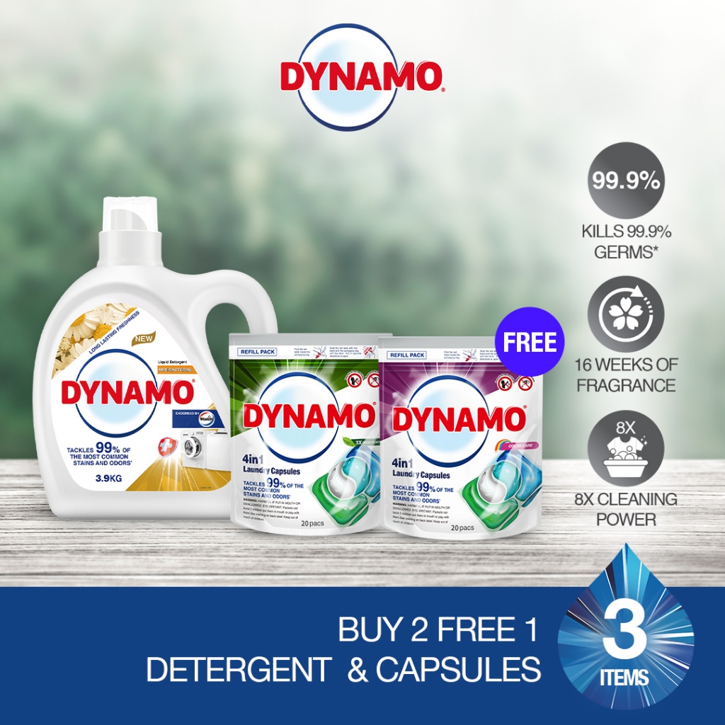 [BUY 2 FREE 1] DYNAMO Laundry Detergent Anti-Bac 2.6kg Free1.3kg + 3X ...