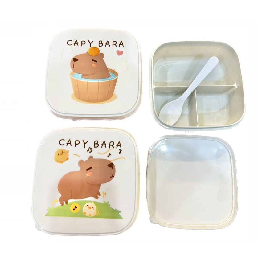 cute capybara lunch box portable kids box food container 卡皮巴拉餐具盒 餐盒 ...