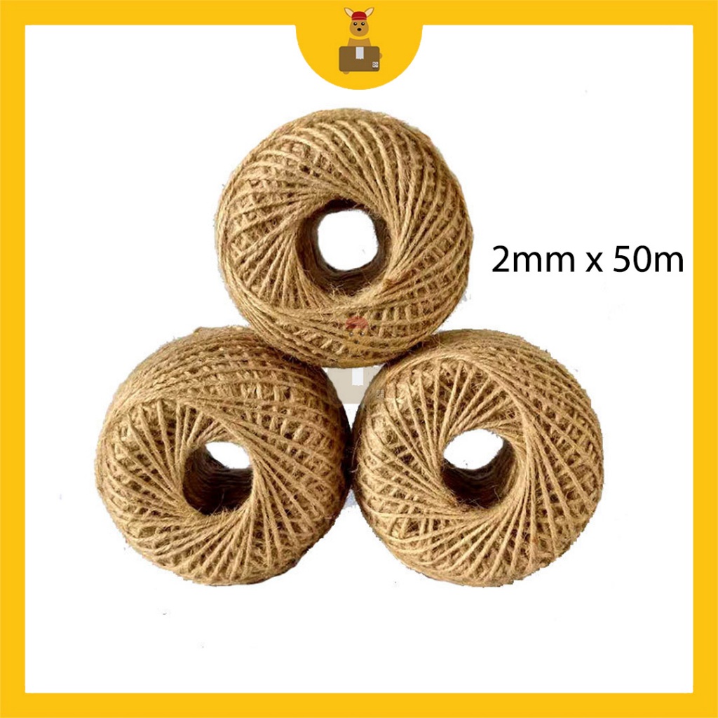 50m Brown Hemp Rope Twine String Tali Guni Tali Jut Hemp Cordage ...