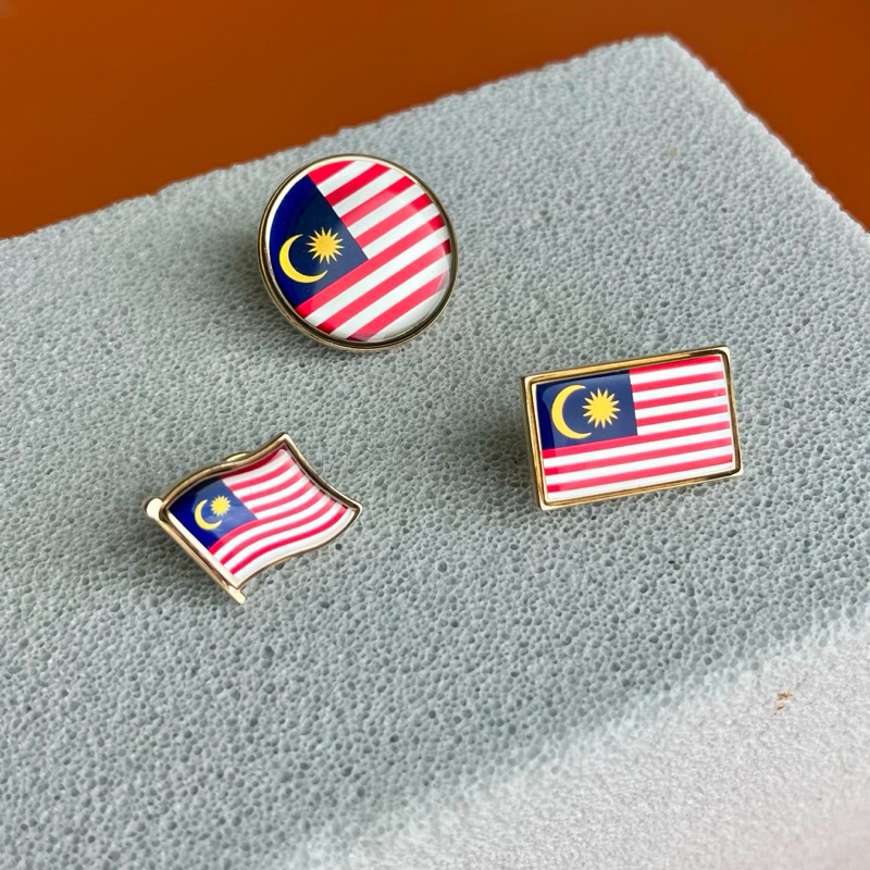 Original 18K Gold Malaysia Country Flag Badge collection Merdeka ...