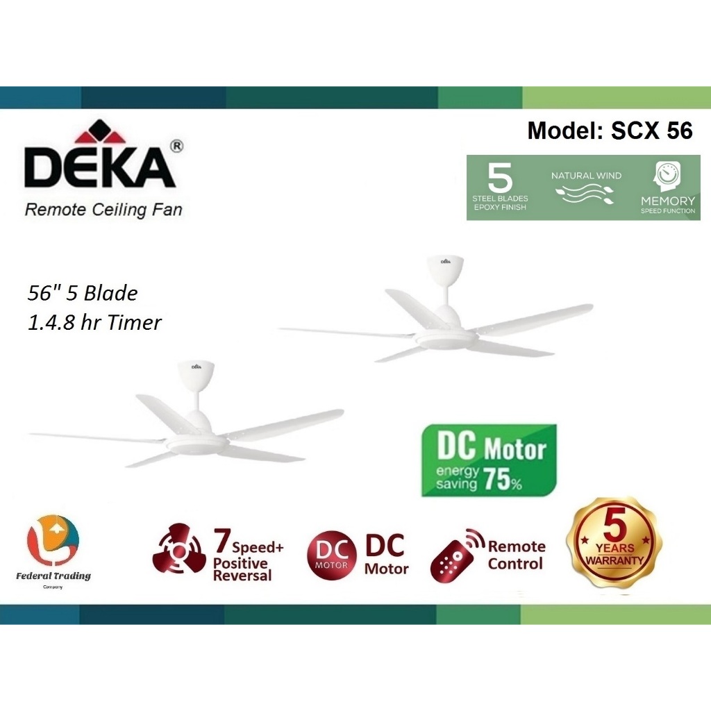 2 unit DEKA SCX56 (56") DC Motor 5 Steel Blade Remote Ceiling Fan SCX ...