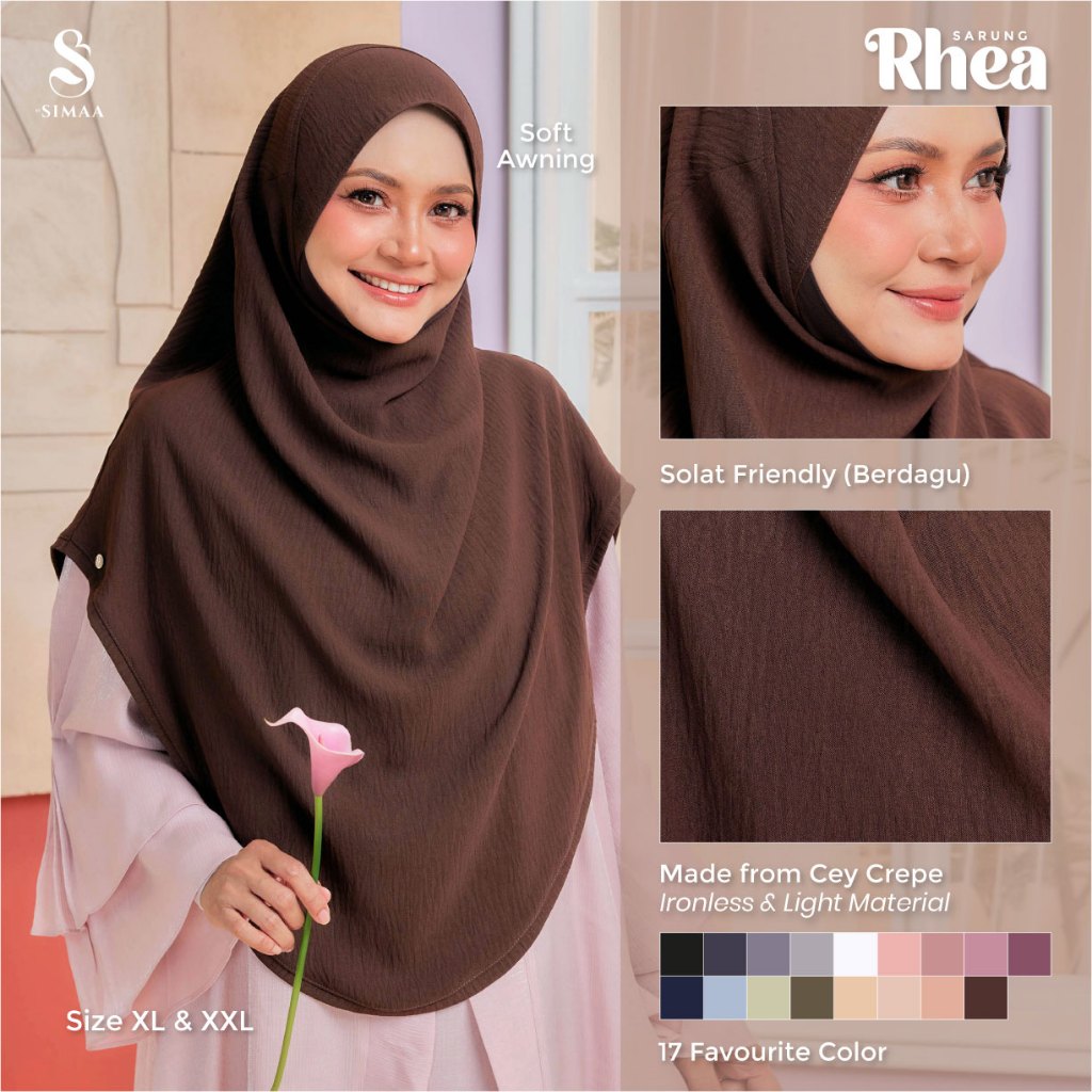 [BYSIMAA] TUDUNG SARUNG RHEA - CEY CREPE | IRONLESS | SOFT AWNING ...