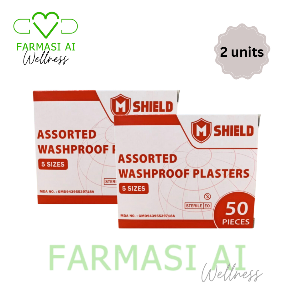 MediShield Assorted Washproof Plaster (5 Sizes) 50's x 2 units (Exp ...