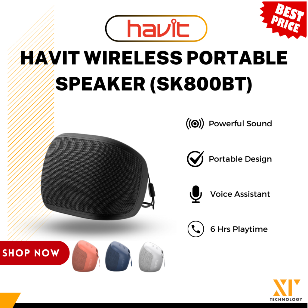 HAVIT WIRELESS PORTABLE SPEAKER (SK800BT) | Shopee Malaysia