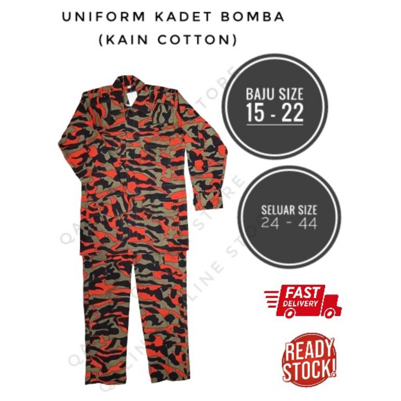 UNIFORM KADET BOMBA SEKOLAH (CELORENG) | KAIN COTTON | Shopee Malaysia