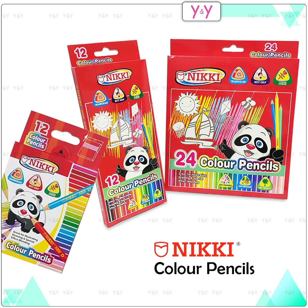 Nikki Triangle Colour Pencils / Permanent Student Drawing Wooden Art ...