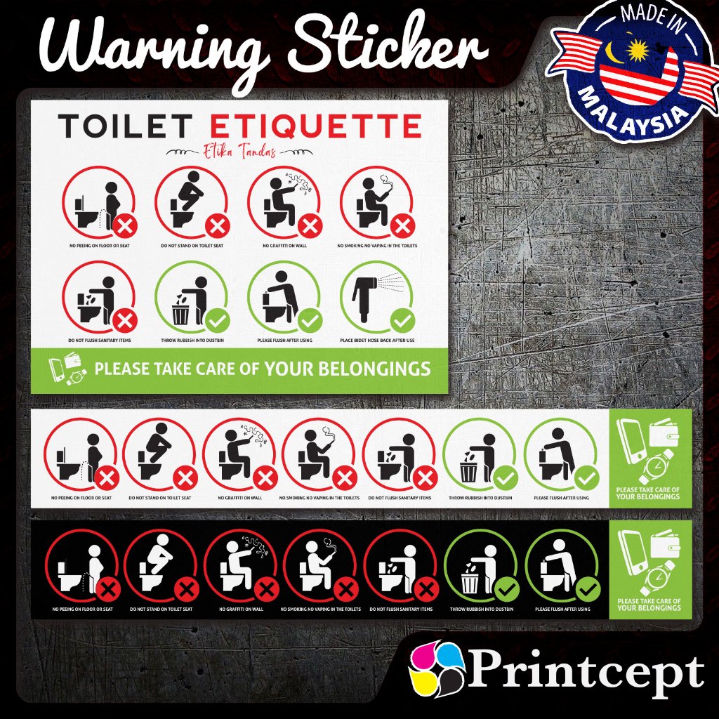 Toilet Etiquette Etika Tandas Sticker Sign | Shopee Malaysia