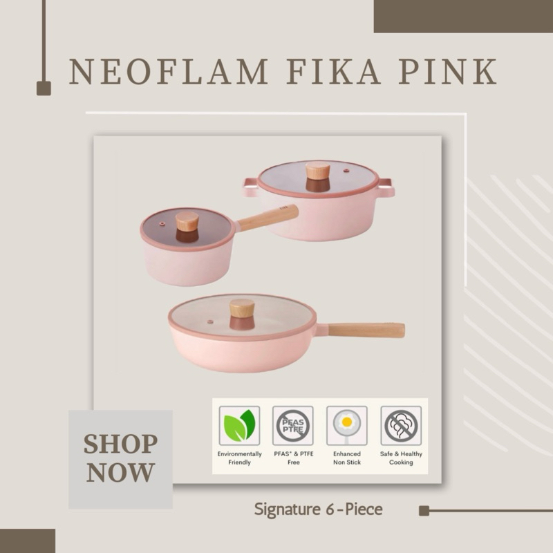 YEAR END SALES Neoflam FIKA Pink Signature 6-piece Cookware Set ...