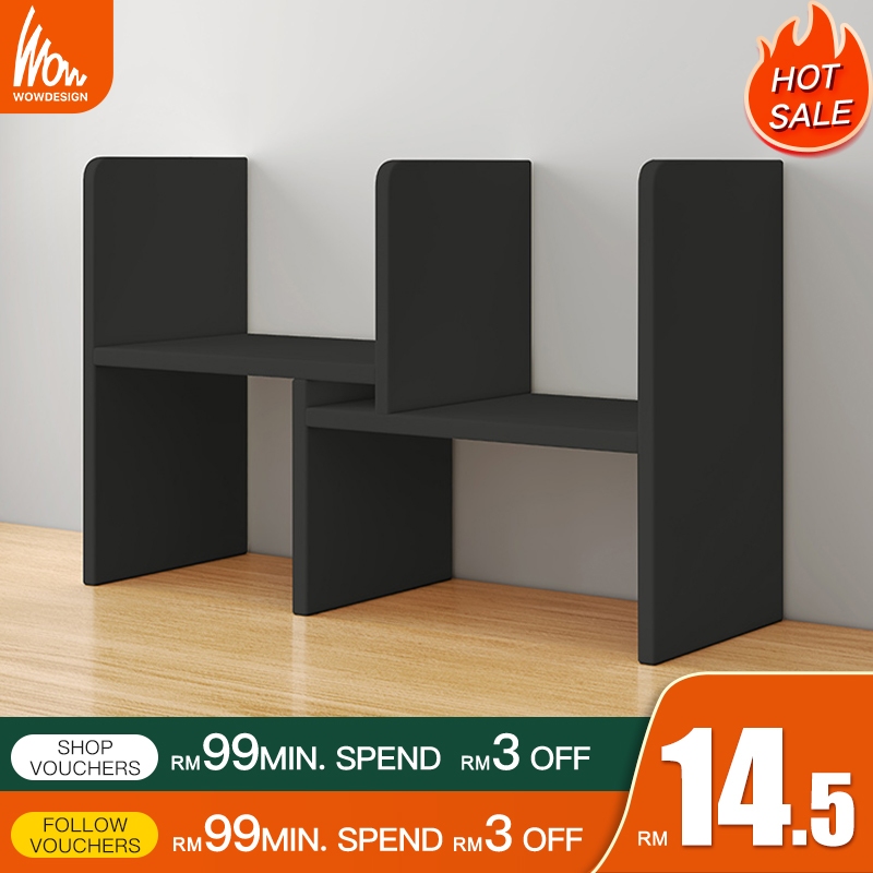 Desktop Shelf Portable Office Table Black Book Shelf Rak Buku ...