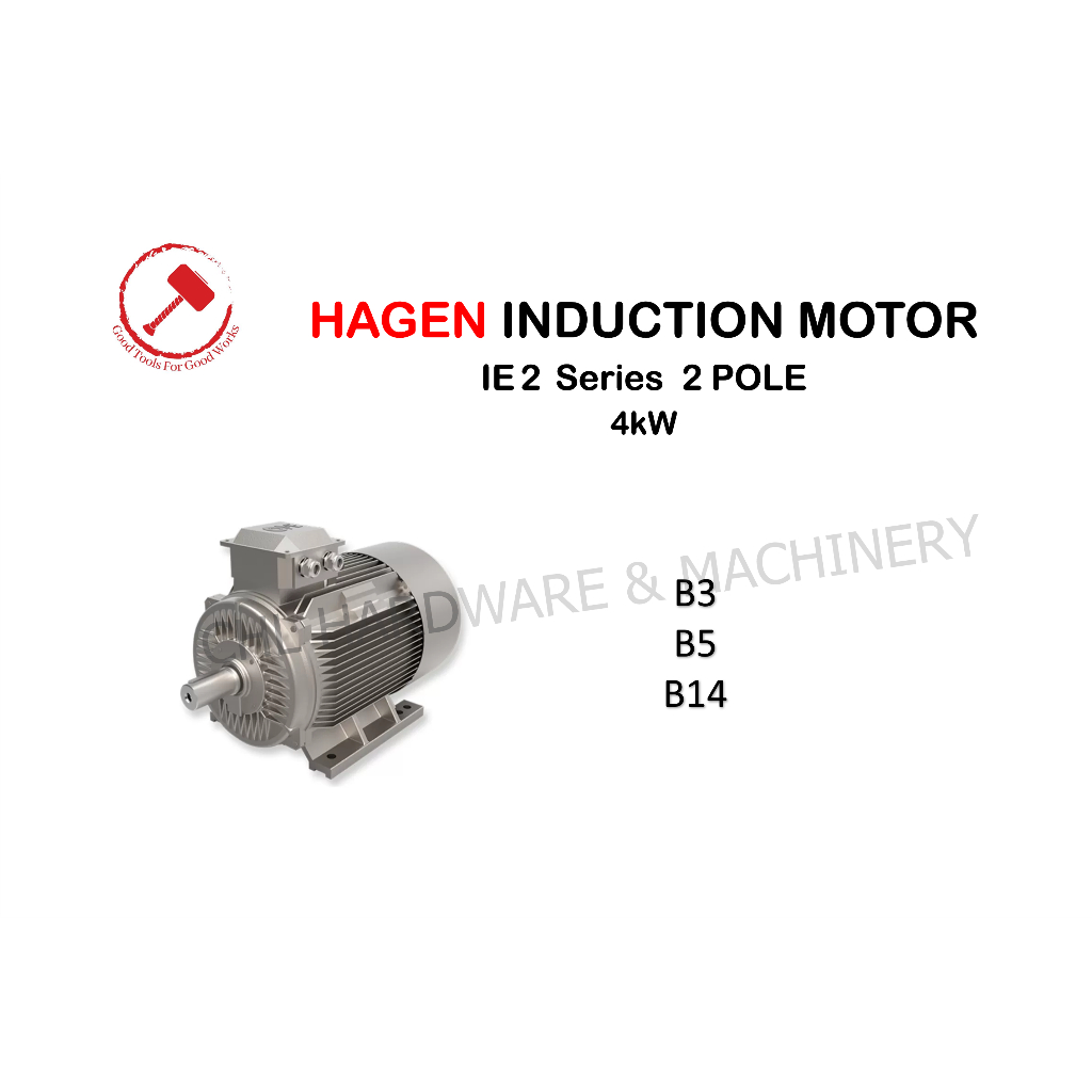 HAGEN INDUCTION MOTOR (IE 2 Series) 2 POLE / PN: 4kW (5.5HP) | Shopee ...