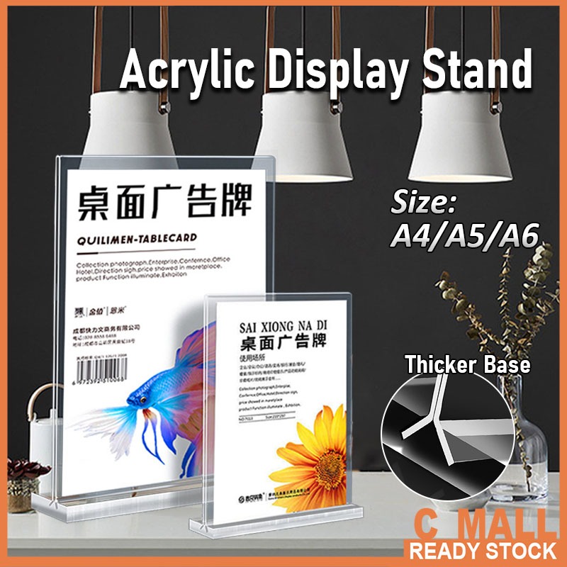 T Shape Transparent Acrylic Stand High Quality A4 / A5 / A6 Acrylic ...