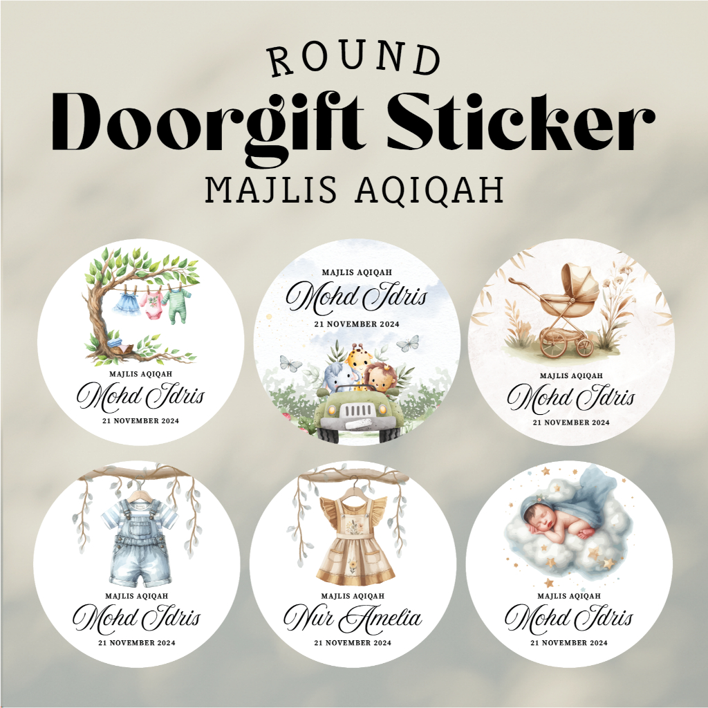 [STICKER] 50PCS Round Majlis Aqiqah Sticker DIY Custom | Shopee Malaysia