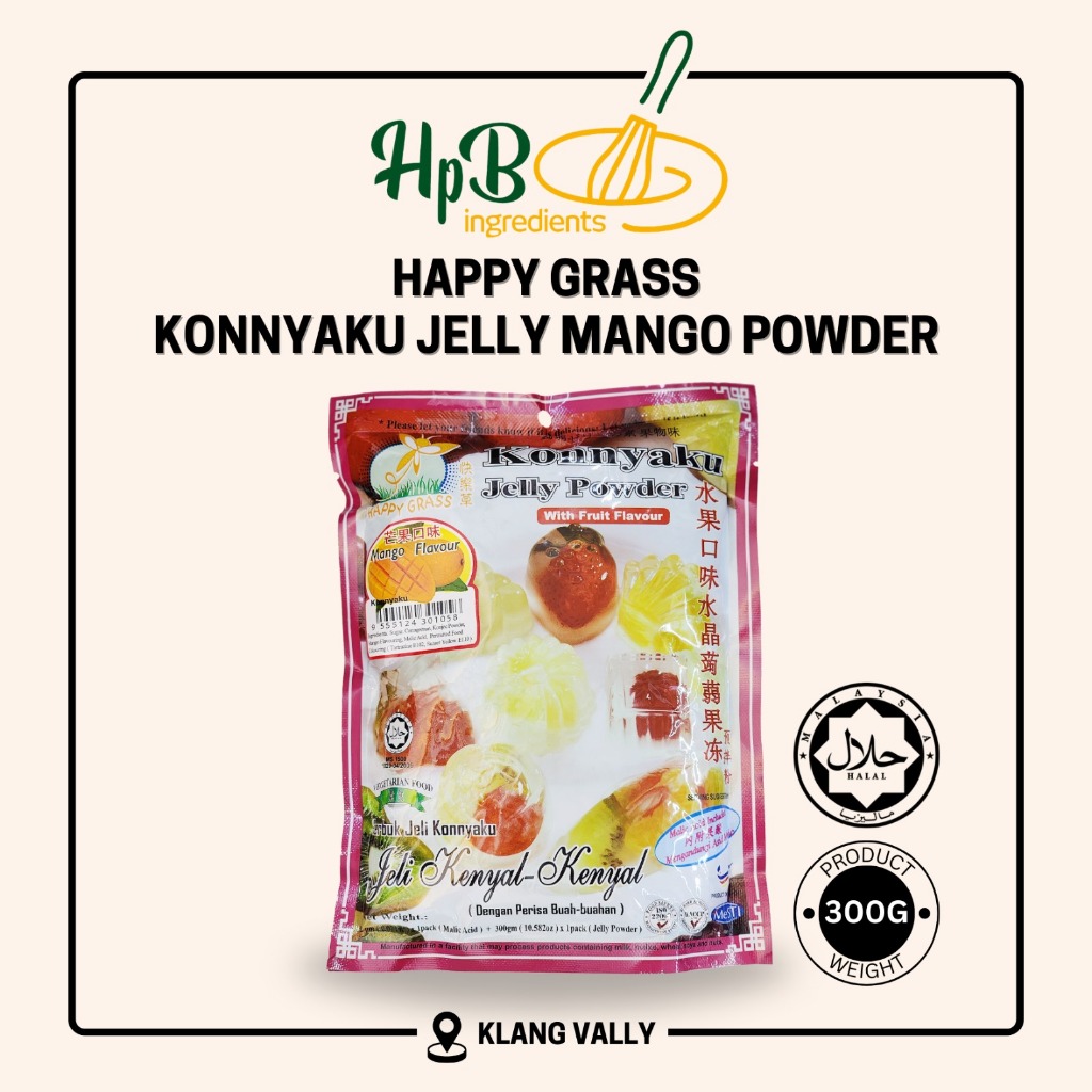 Happy Grass Konnyaku Jelly Mango Powder/ Serbuk Jeli Konnyaku 快乐草水晶蒟蒻果冻预拌粉 (芒果口味) 300g | Shopee ...
