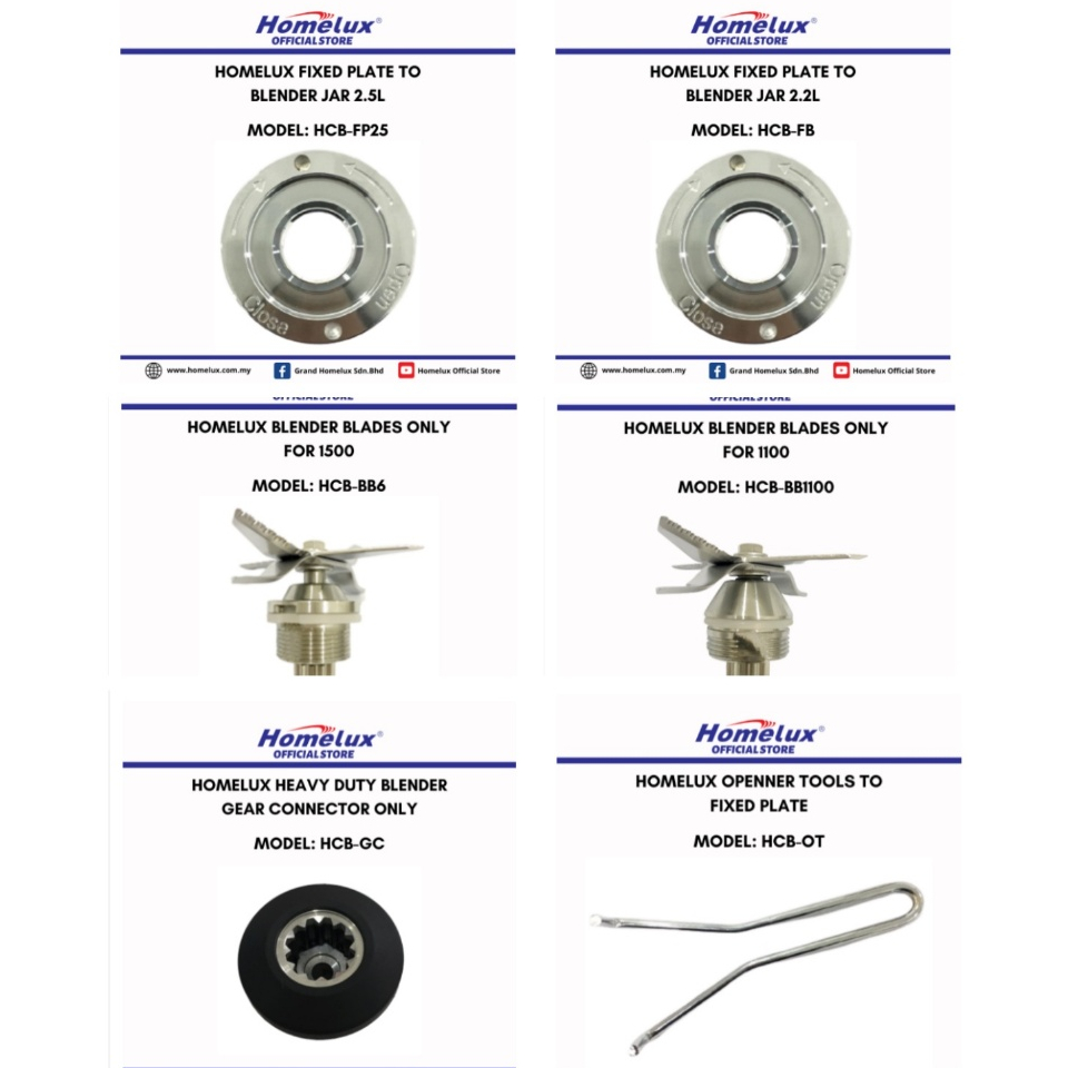 HOMELUX HEAVY DUTY BLENDER SPARE PART ONLY/HOMELUX ALAT GANTI UNTUK ...
