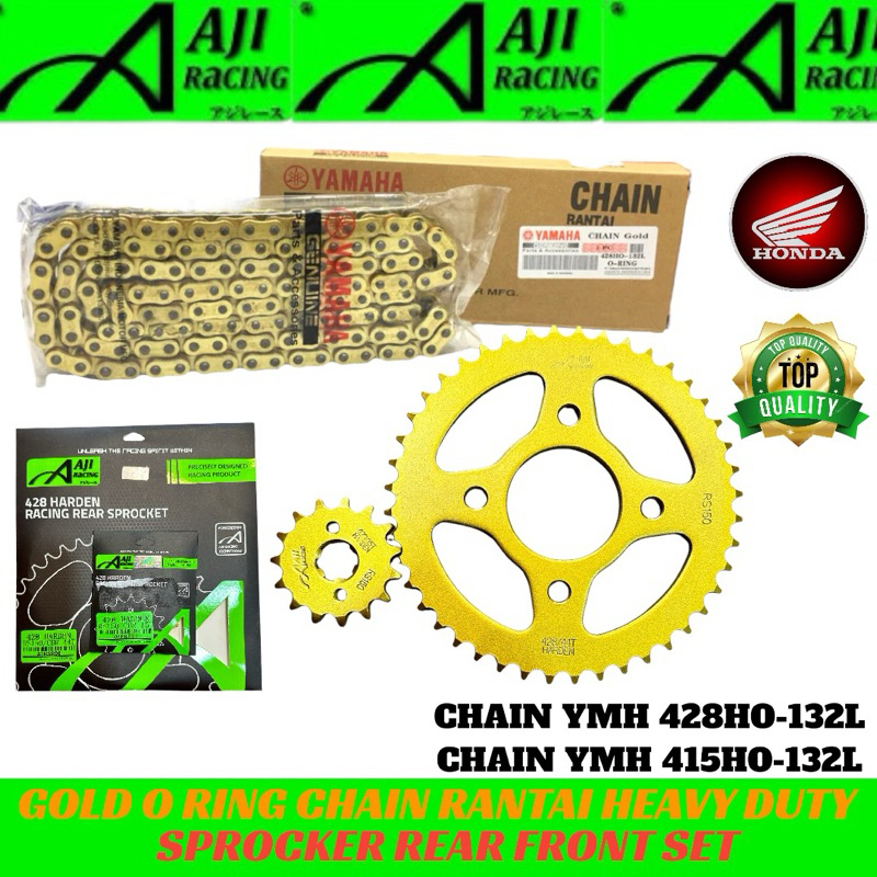 YAMAHA AJI SPROCKET SET 428/415 O-RING YMH GOLD CHAIN 428HO-132L 415HO ...