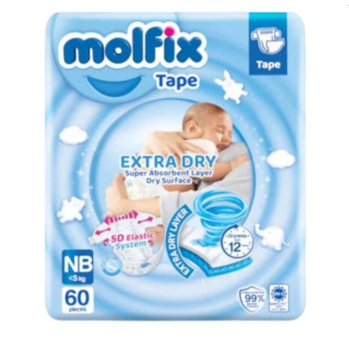 Molfix Extra Dry Super Jumbo Tape Diapers - NB, S, M, L, XL, XXL ( 1 ...