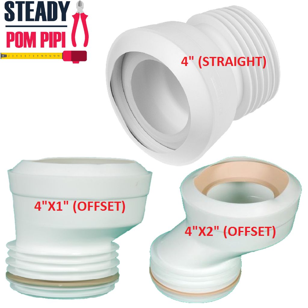 OFFSET TOILET PAN CONNECTOR / 4"(100 MM) WC STRAIGHT CONNECTOR ...
