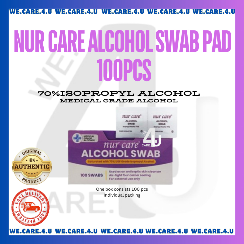 NUR CARE ALCOHOL SWAB / STERILE ALCOHOL PAD 100'S l MEDICAL GRADE ...