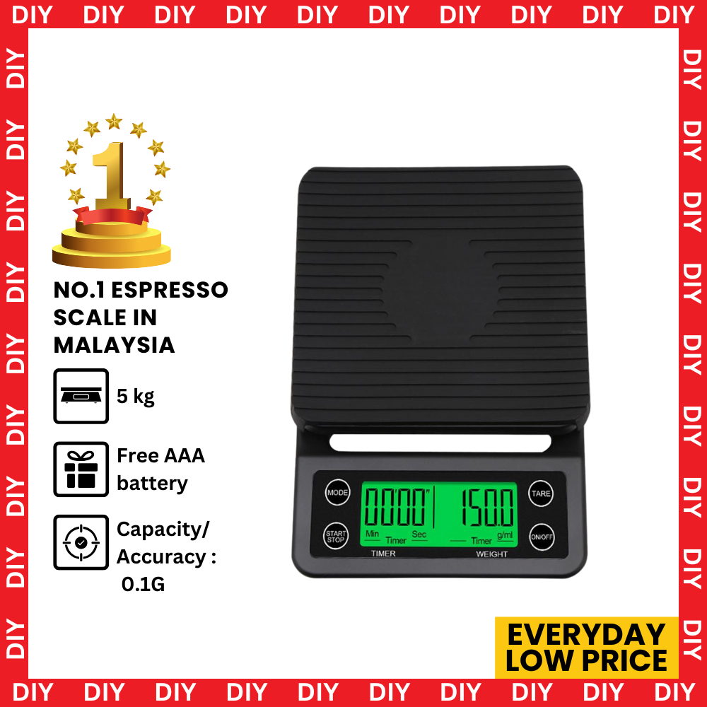 Digital Espresso Weighing Scale with Timer (0.1 gram Accuracy, 5.0 KG ...