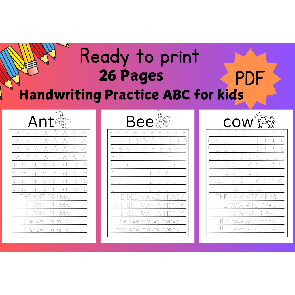 PDF | Learning Handwriting Practice ABC for Kids | latihan belajar ...