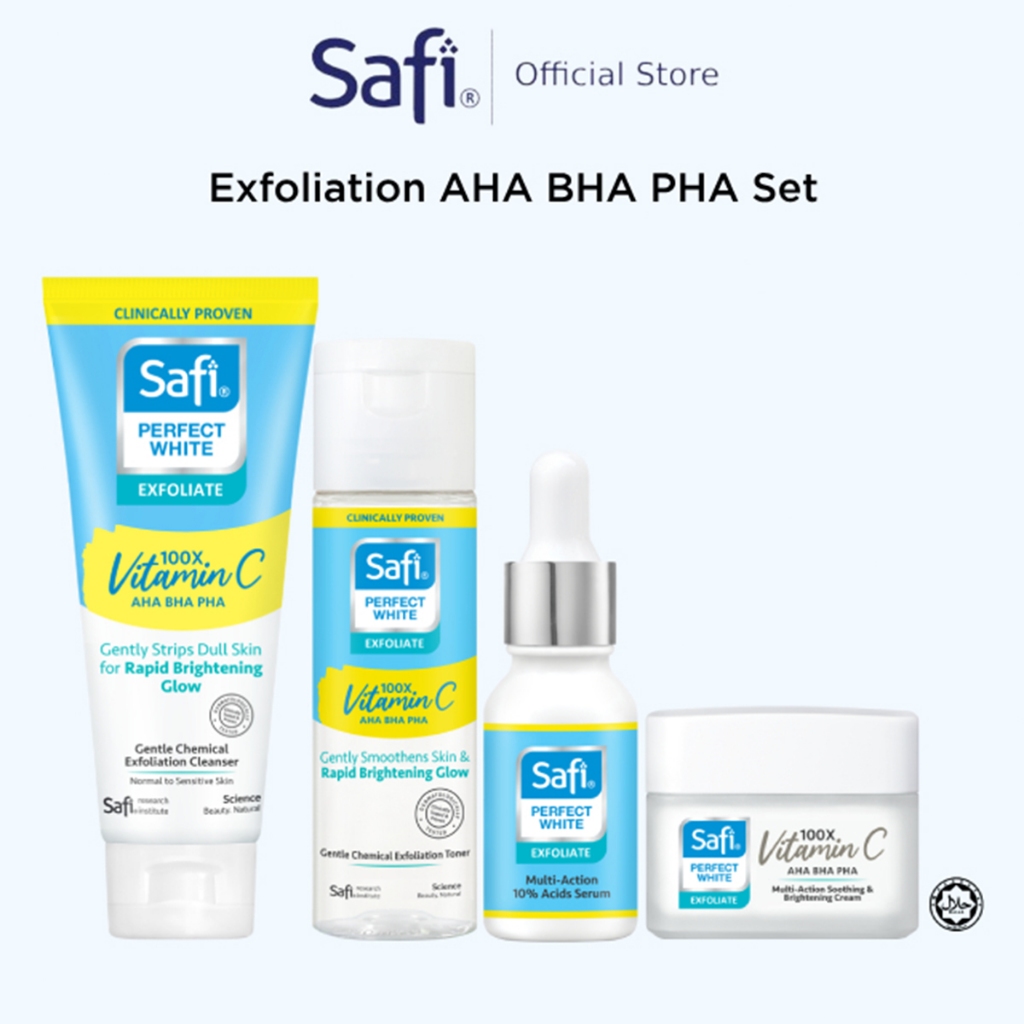 SAFI Perfect White Exfoliation AHA BHA PHA Skincare Set | Vitamin C ...