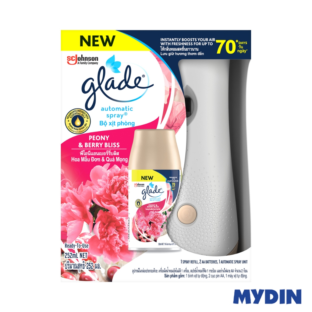 Glade Automatic Spray Starter Peony & Berry Bliss (252ml) | Shopee Malaysia