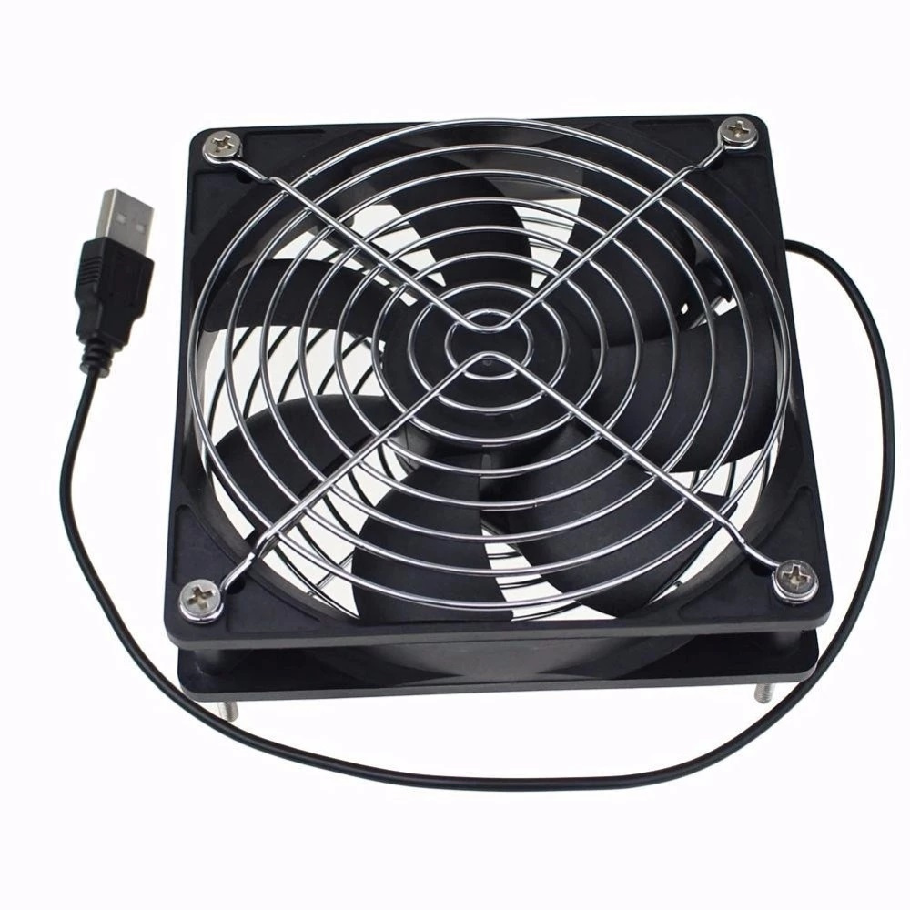 12cm Usb Cooling Fan with Silver Metal Grill 120mm for Tv box , PC PS4 ...