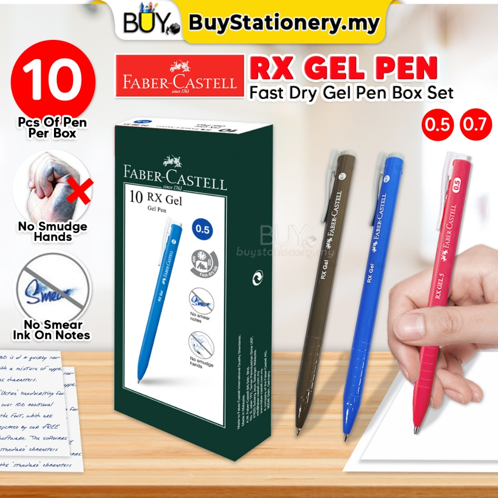 Faber Castell Pen RX Gel Pen Hitam Pen Merah Pen Biru 0.5 0.7 (10/Box ...