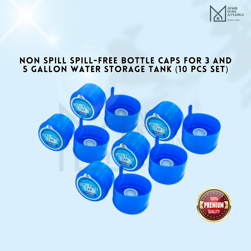 (10 Pcs Set) Non Spill SPILL-FREE Bottle caps for 3 and 5 Gallon Water ...